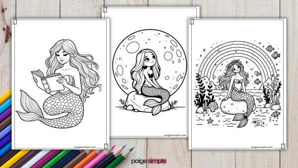 54 Mermaid Coloring Pages (Free Printables PDF) – Paige Simple